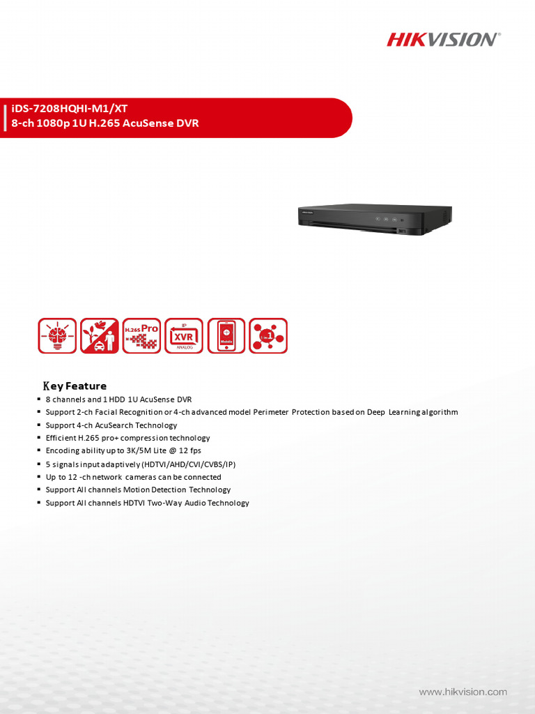 Ids-7208hqhi-M1 XT Datasheet 20250208 | PDF | Hdmi | Video