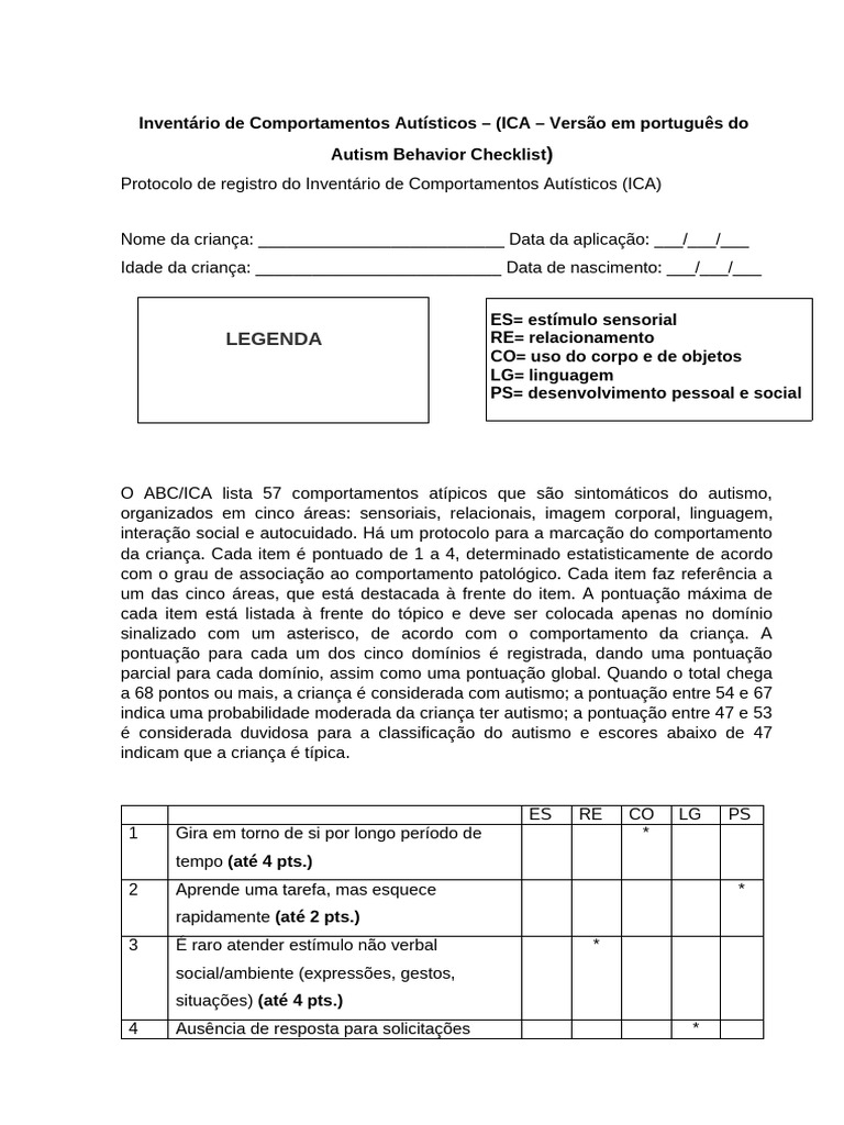 Autism Behavior Checklist At | PDF