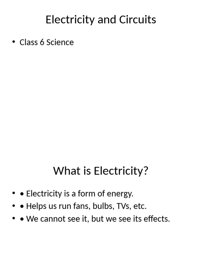 Class 6 Guide to Electricity and Circuits | PDF