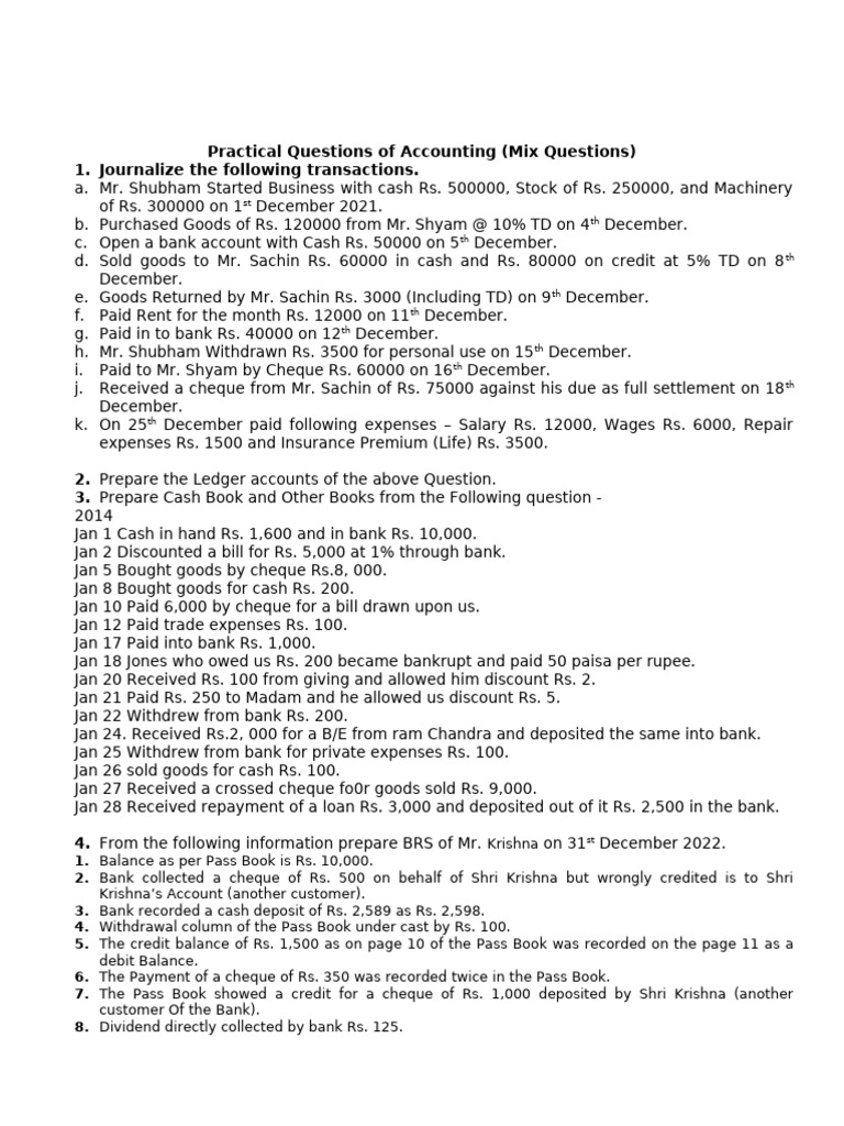 Practical Questions of Accounting | PDF | Banks | Depreciation
