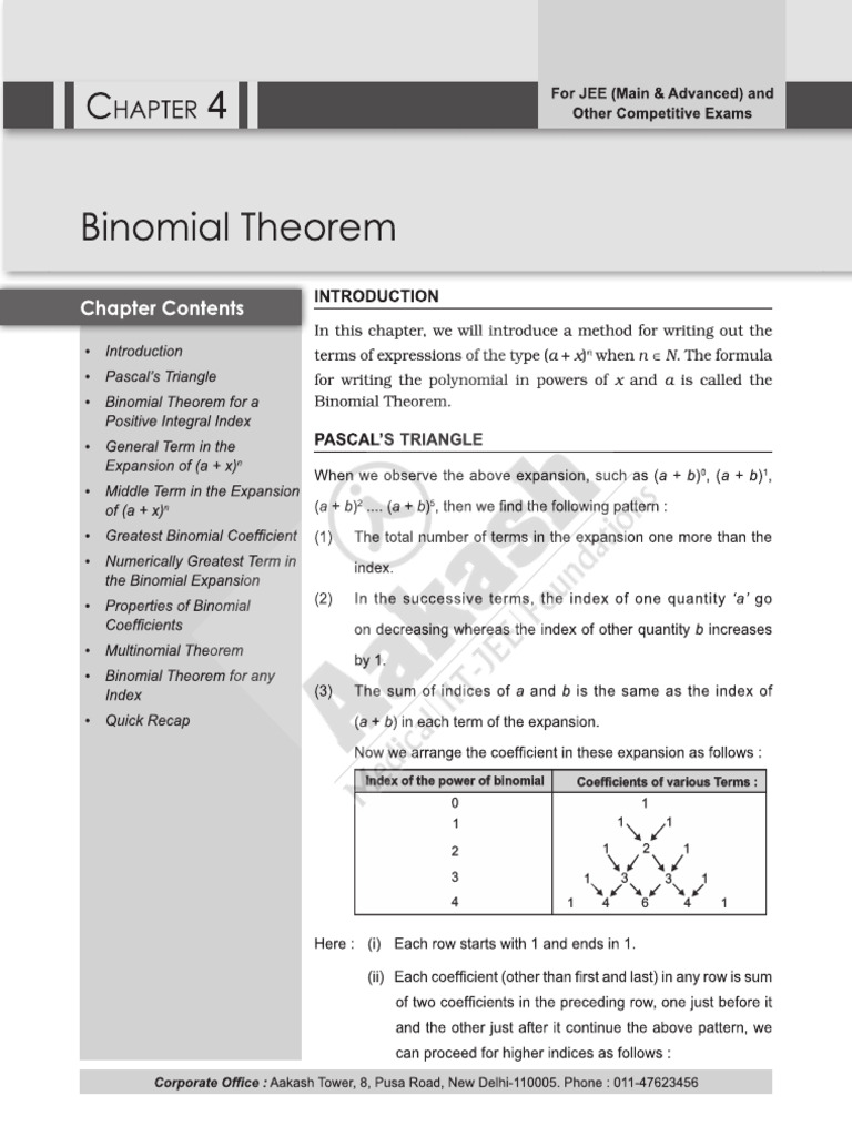 Target-1 Ch-4 Binomial Theorem | PDF