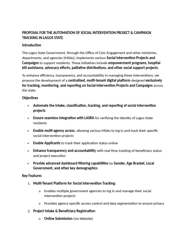 Proposal For The Automation of Social Intervention Project | PDF ...