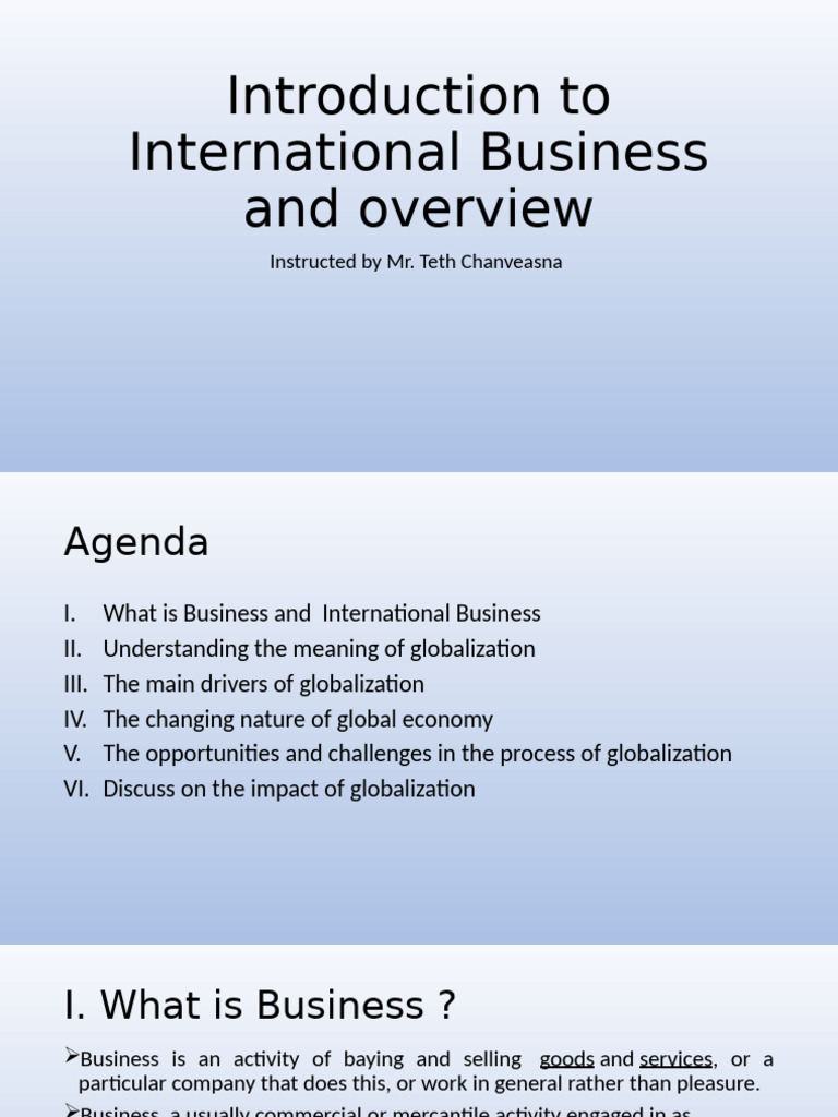 Introduction To International Business and Overview | PDF ...