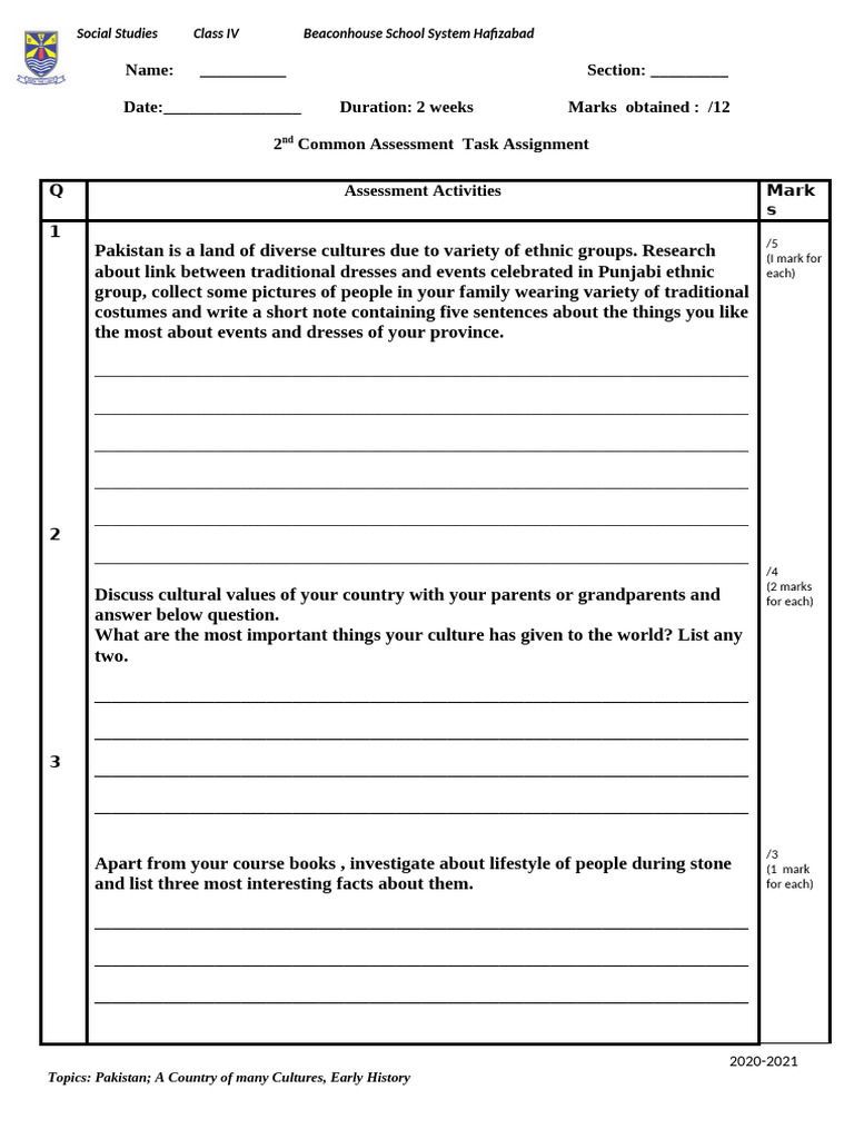 Meerab Fatima - 2nd CAT Social Studies... Class 4 | PDF