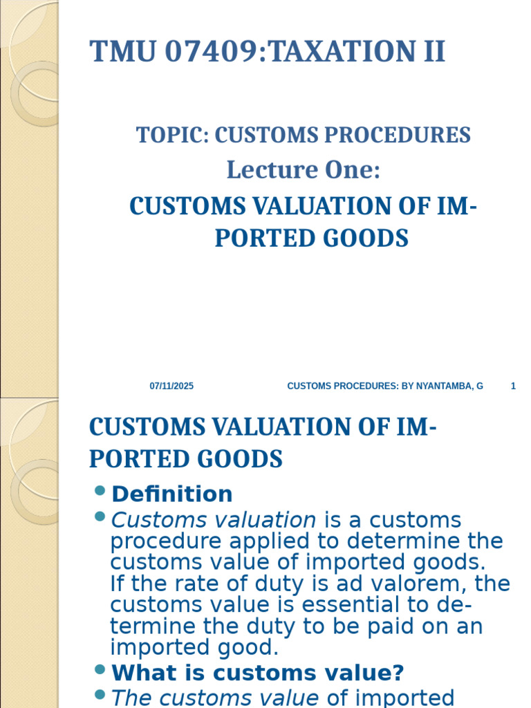 Customs Valuation of Imported Goods | PDF | Ad Valorem Tax | Customs