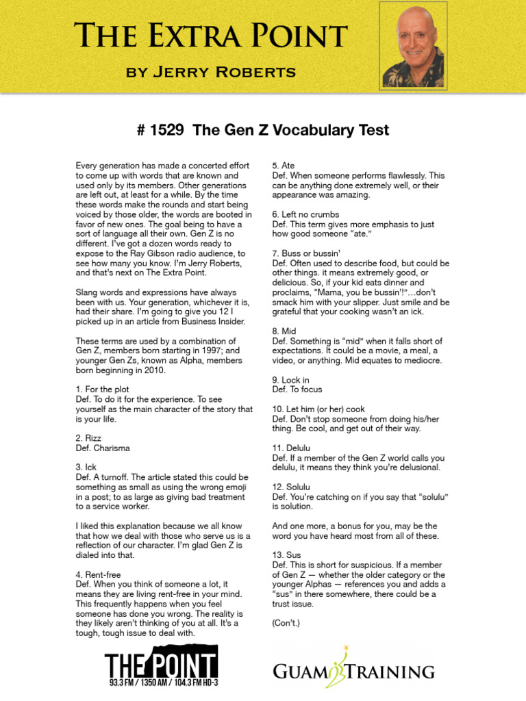 1529.the Gen Z Vocabulary Test | PDF