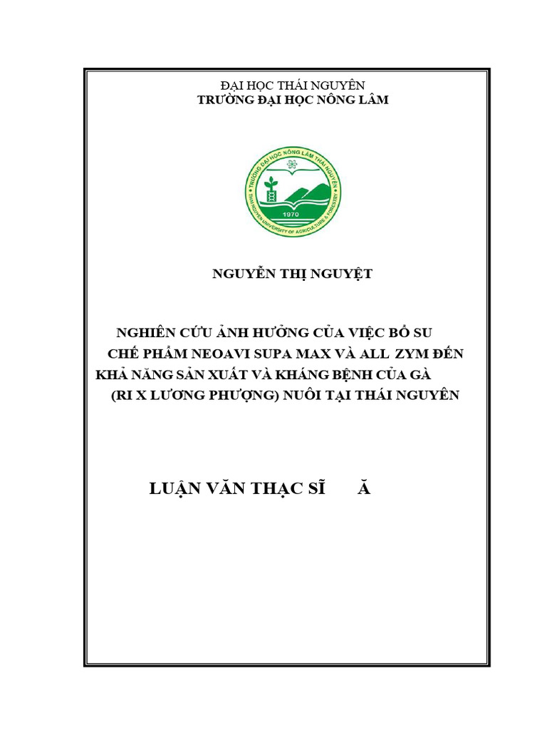 Luận Văn Nghiên Cứu Ảnh Hưởng Của Việc Bổ Sung Chế Phẩm NeoAvi Supa Max ...