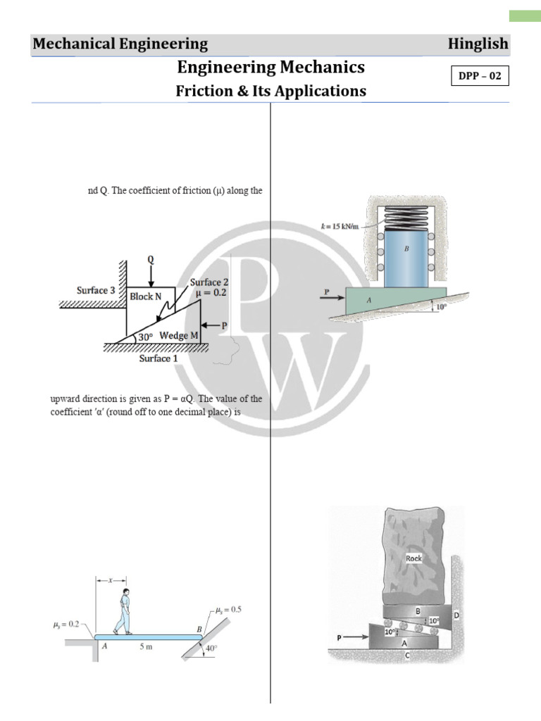 Friction & Its Applications - DPP 02 | PDF | Force | Friction