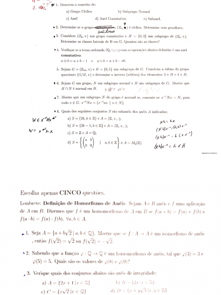 Provas Antigas de Álgebra II | PDF