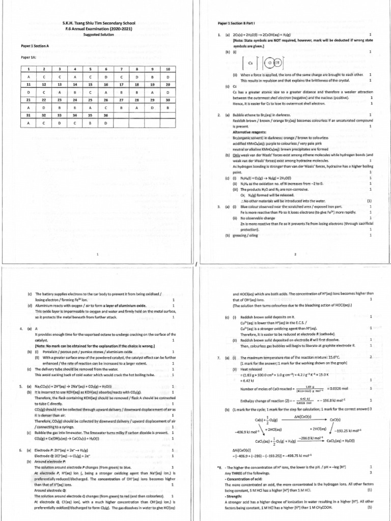 SKHTSTSS - 2021 - Answer - Terry Wong | PDF