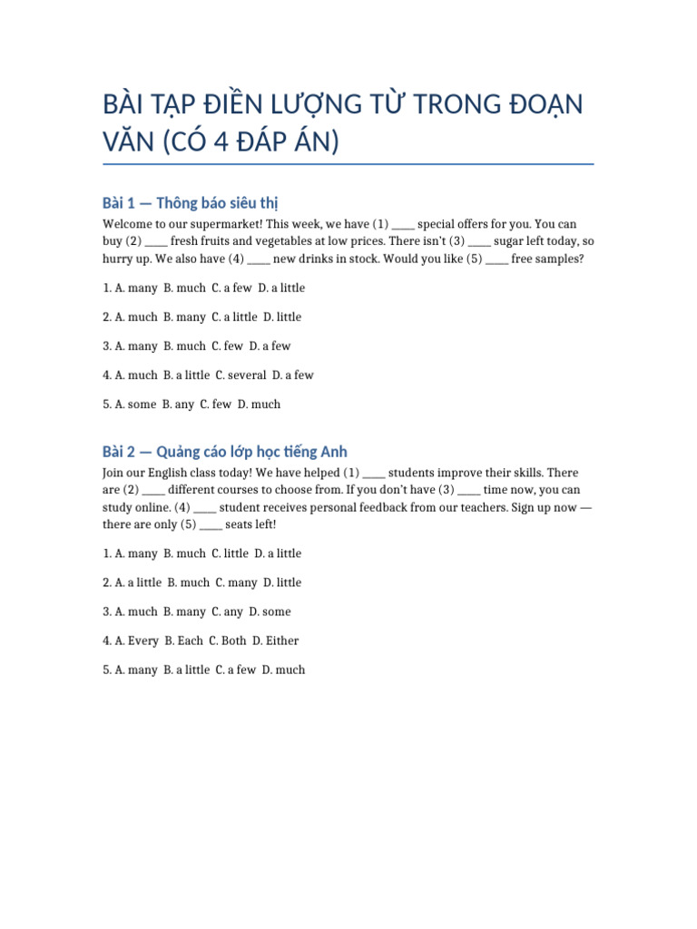 Bai Tap Doan Van Luong Tu | PDF