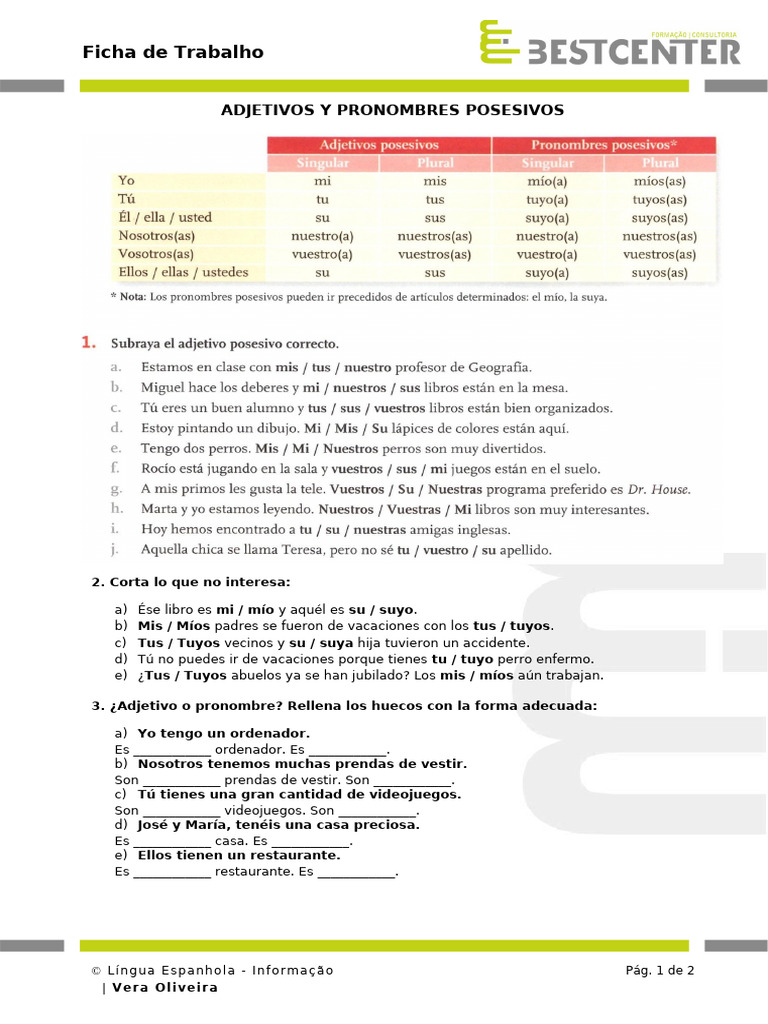 Posesivos Familia | PDF