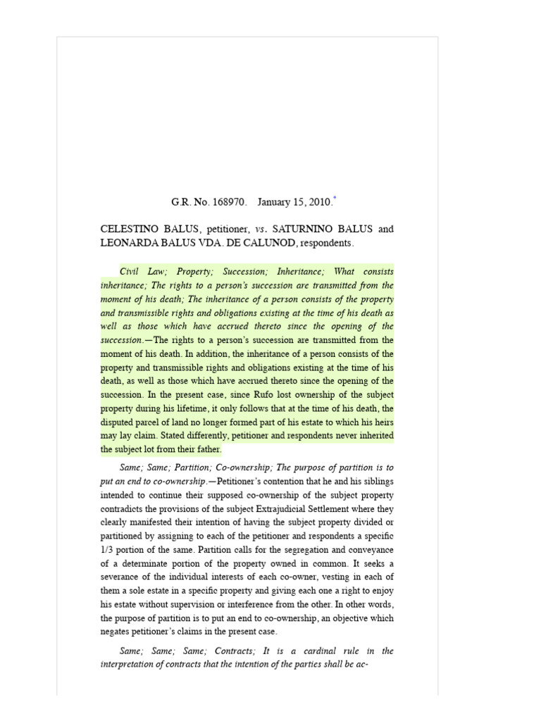 Art. 774 (4) Balus vs. Balus | PDF | Property | Inheritance