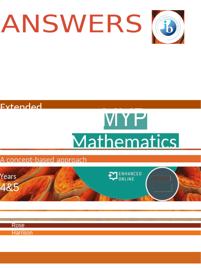 Ib Myp 4 and 5 Mathematics Extended 2nd Edition Answers 2nbsped 1382010915 9781382010917 | PDF ...