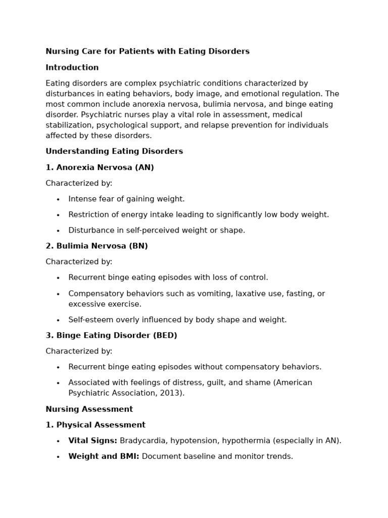 Nursing Care For Patients With Eating Disorders | PDF | Eating Disorder ...