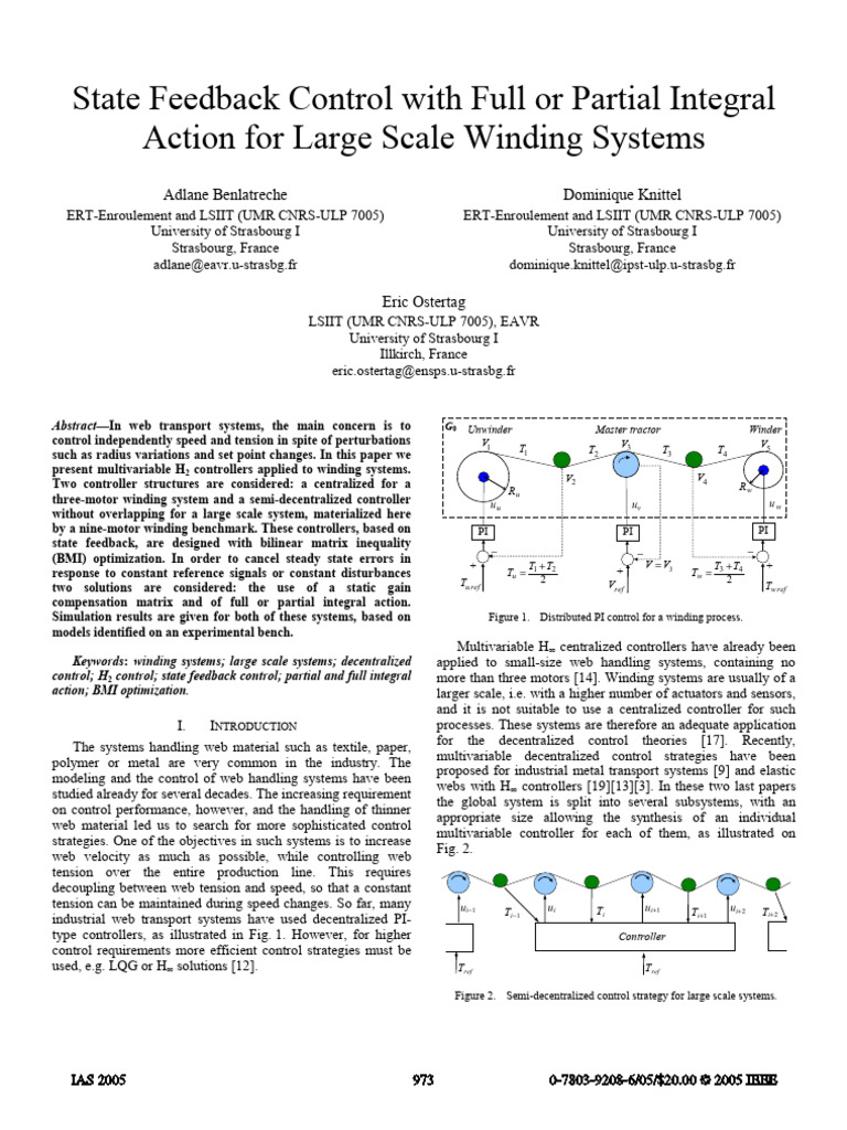 State Feedback Control With Full or Partial Integral Action For | PDF ...
