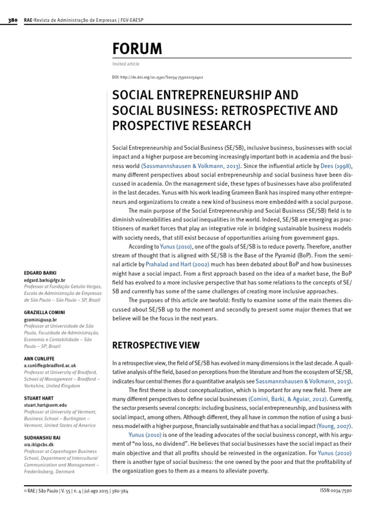 Social Entrepreneurship and Social Busin | PDF | Social ...