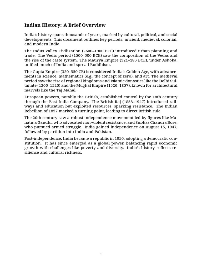 Overview of Indian History and Culture | PDF