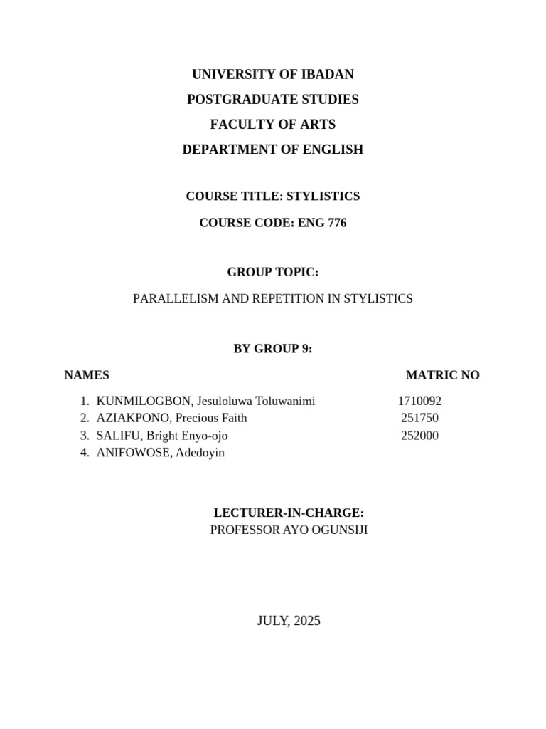 Parallelism and Repetition - Group 9 | PDF | Rhetoric | Linguistics