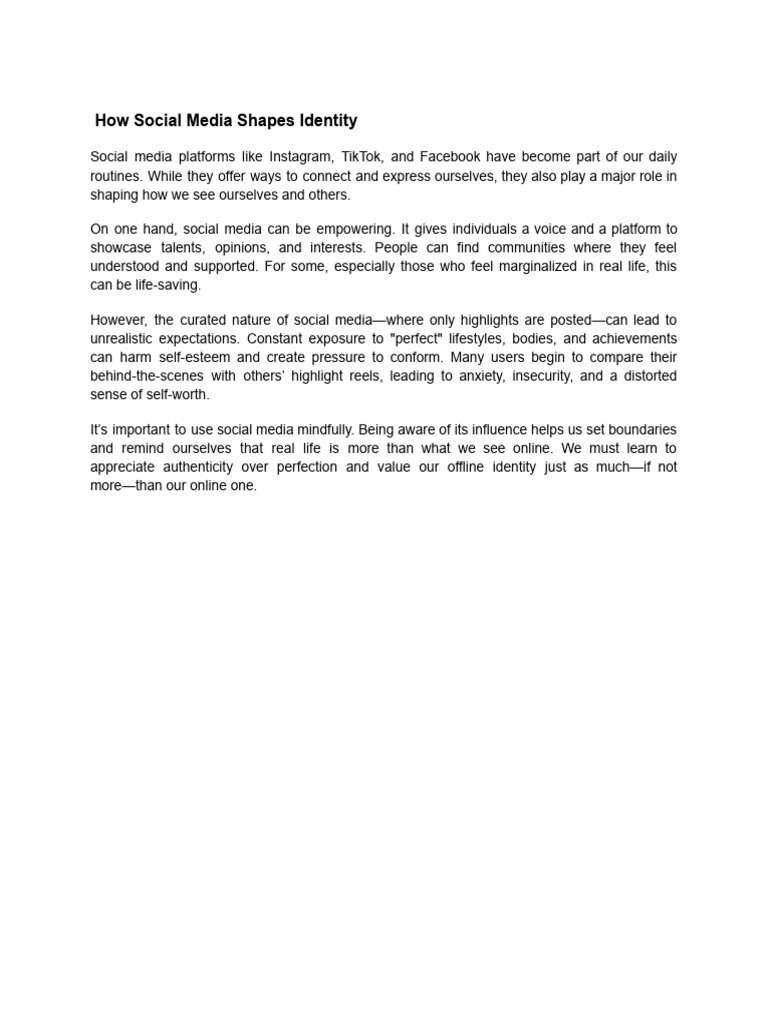 How Social Media Shapes Identity | PDF