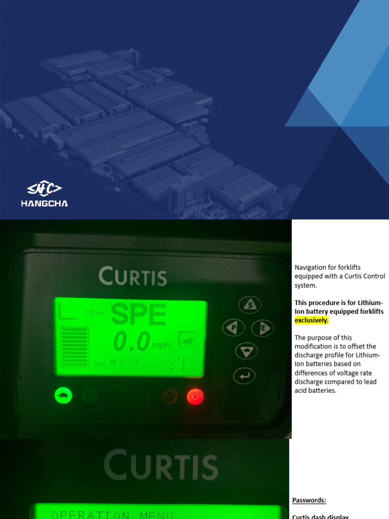 Curtis Controller Lift Cutout For Lithium Ion Battery | PDF