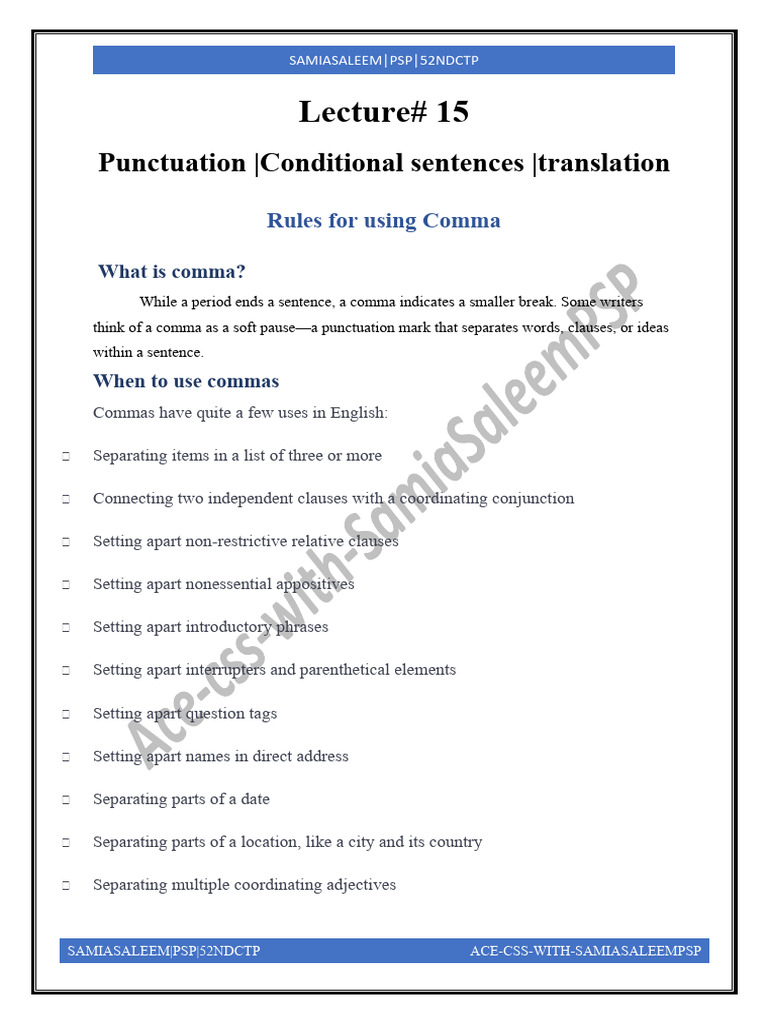 Comma Usage Rules and Examples | PDF | Comma | Punctuation