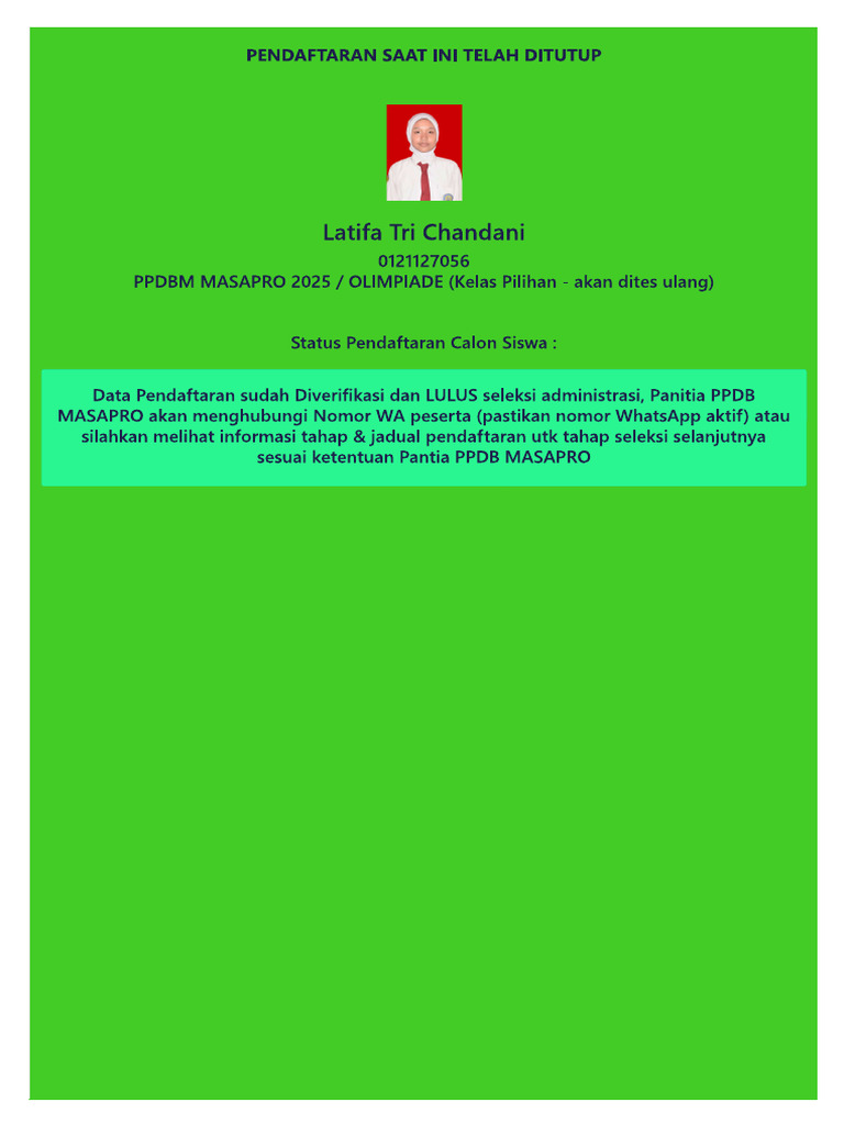 Data PPDB Fafa Mtsn-2 | PDF