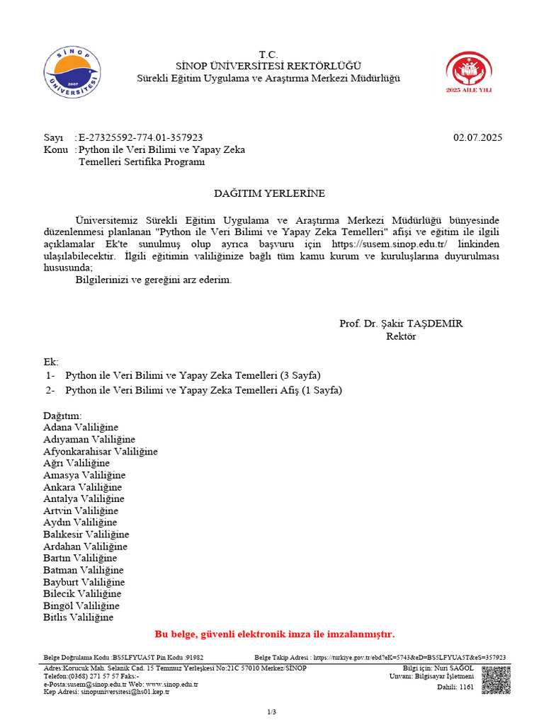 Python İle Veri Bilimi Ve Yapay Zeka Temelleri Sertifika Programı | PDF