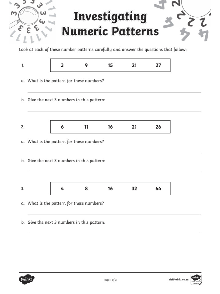 Numeric Patterns Work | PDF