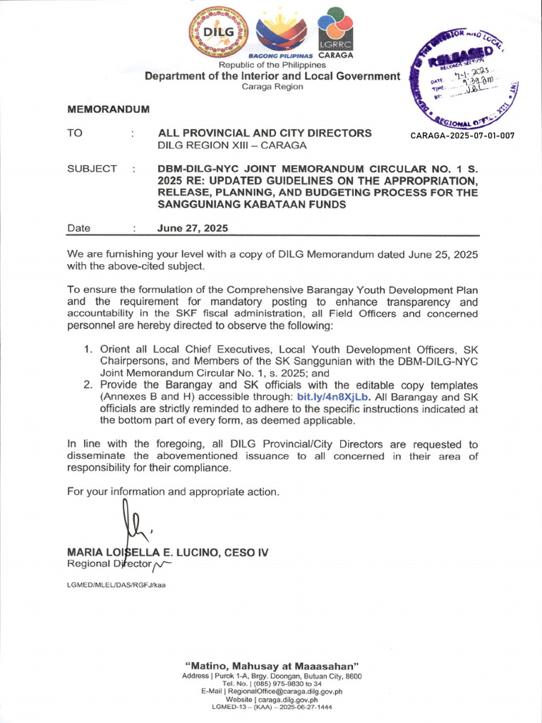 KAA 2025 DBM DILG NYC Joint MC No. 1 S. 2025 SK Funds Updated ...