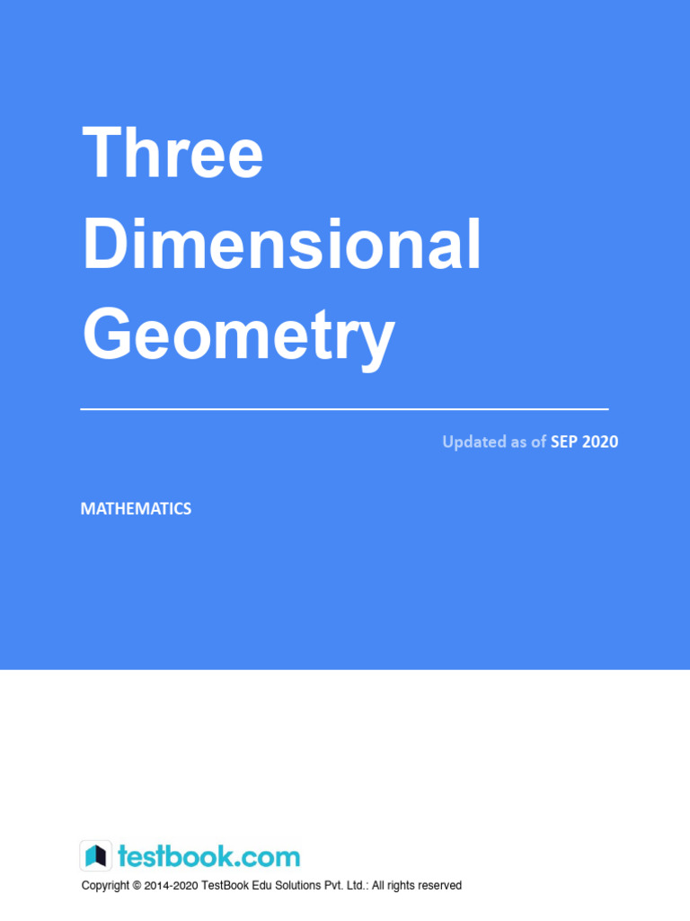 3D - Geometry - Study - Notes For The Students . | PDF | Sphere | Equations