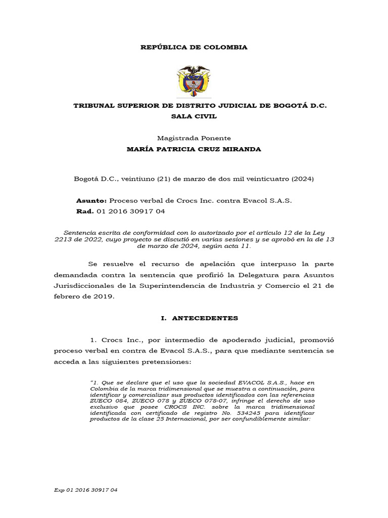 Crocs Inc. vs. Evacol S.A.S.: Infracción de Marca | PDF | Marca ...