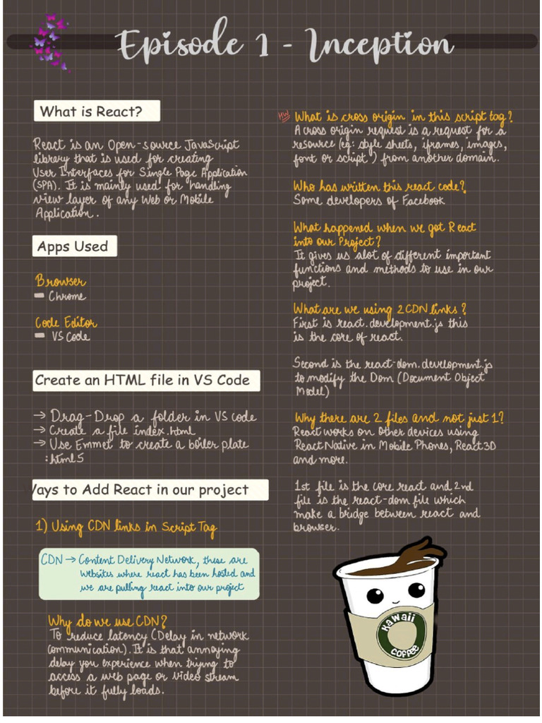 Episode 1 Namaste React Notes | PDF