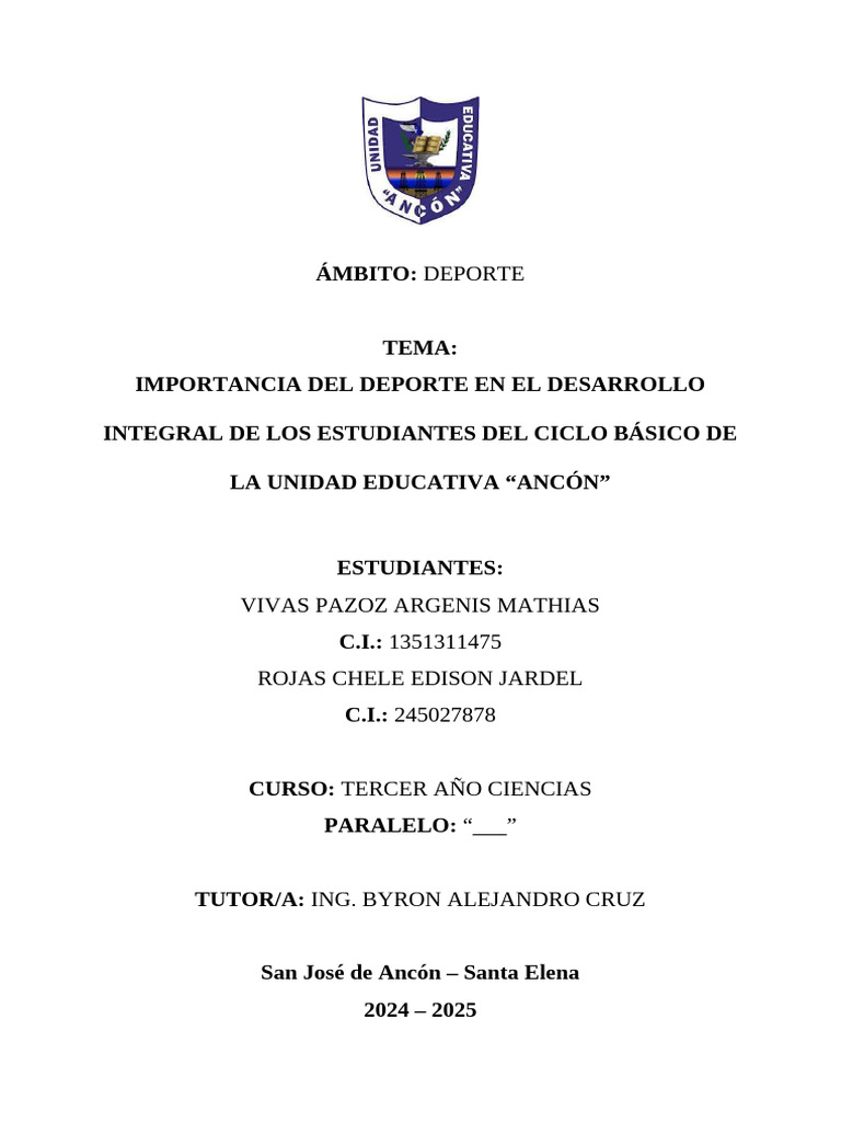 Deporte y desarrollo integral estudiantil | PDF | Deportes ...