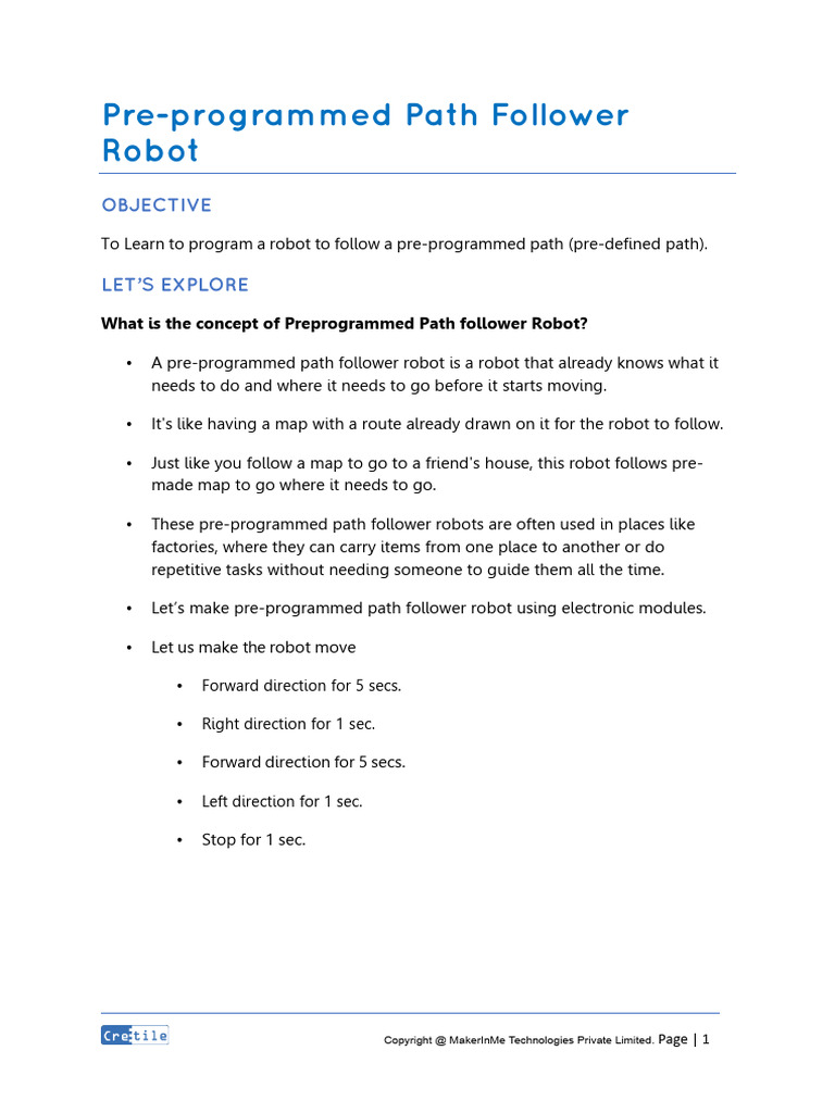 Pre-Programmed Path Follower Robot | PDF | Robot | Robotics