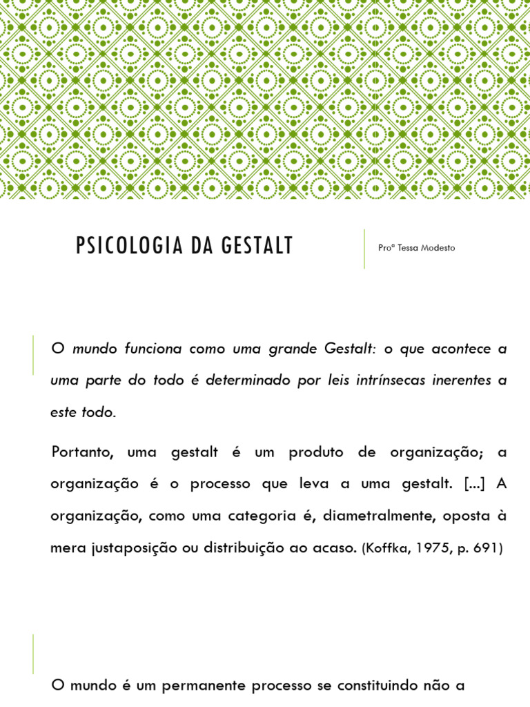 GT Piscologia Da Gestalt | PDF | Aprendizado | Psicologia