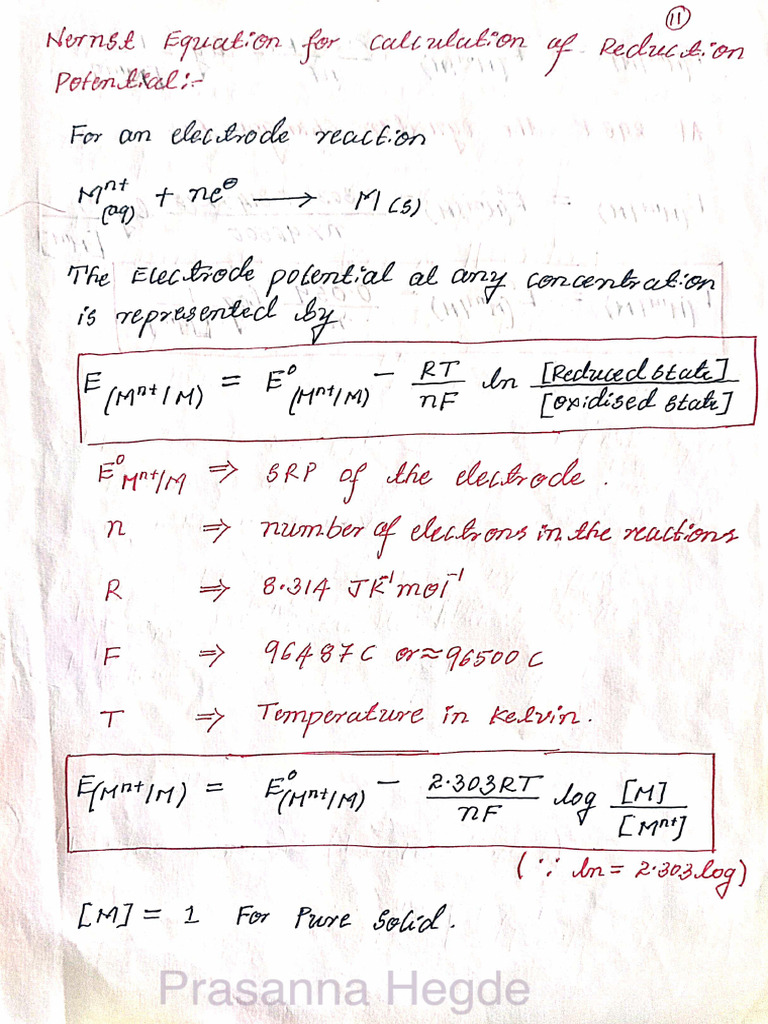 Nernst Equation | PDF