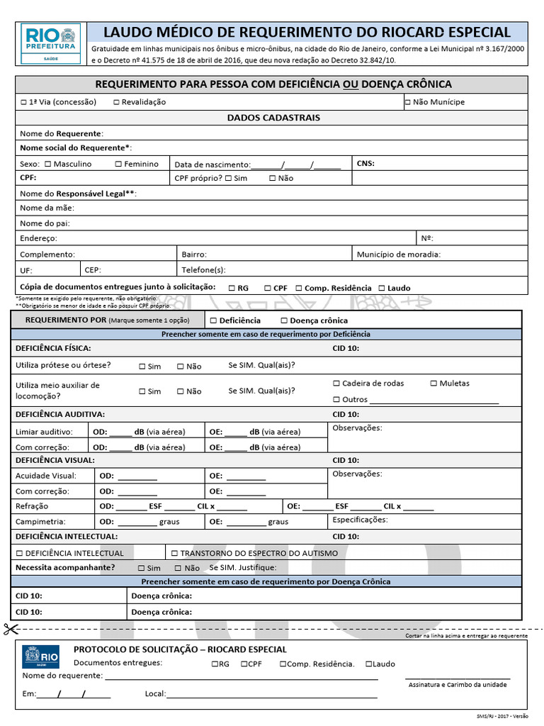 Laudo Médico para RioCard Especial | PDF