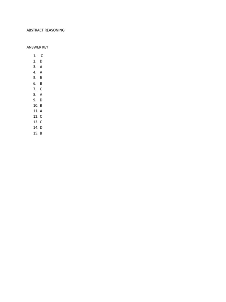 Mock Exam Abstract Reasoning Answer Key | PDF