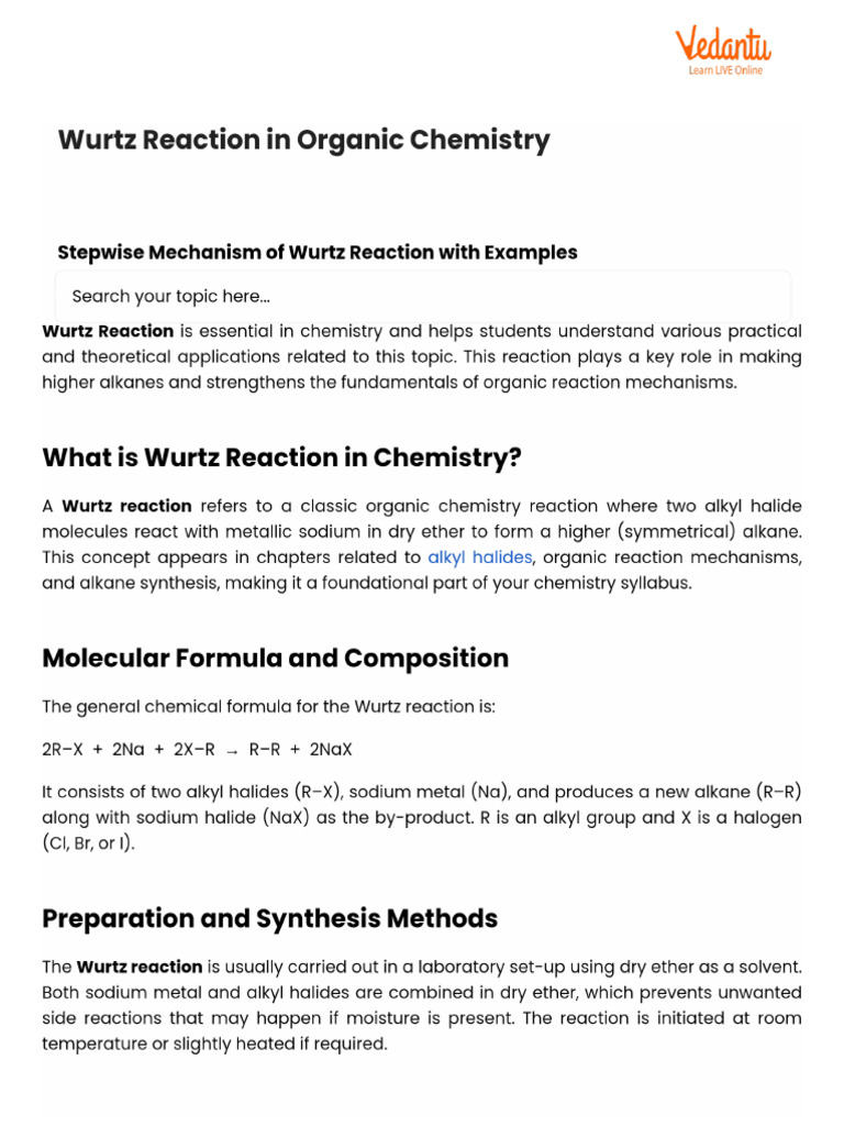 Wurtz Reaction in Organic Chemistry | PDF