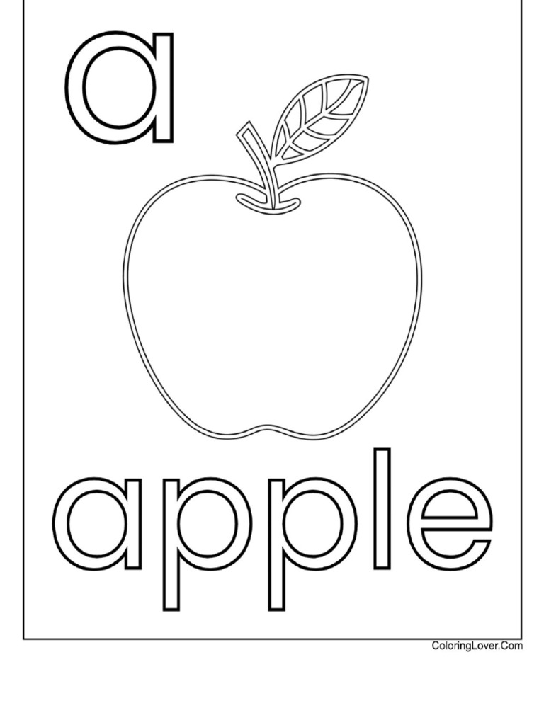 Letter A Apple Coloring Page | PDF