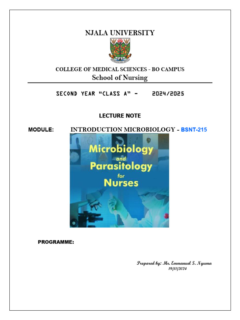 Microbiology Lecture Notes for Nursing | PDF | Virus | Cell (Biology)
