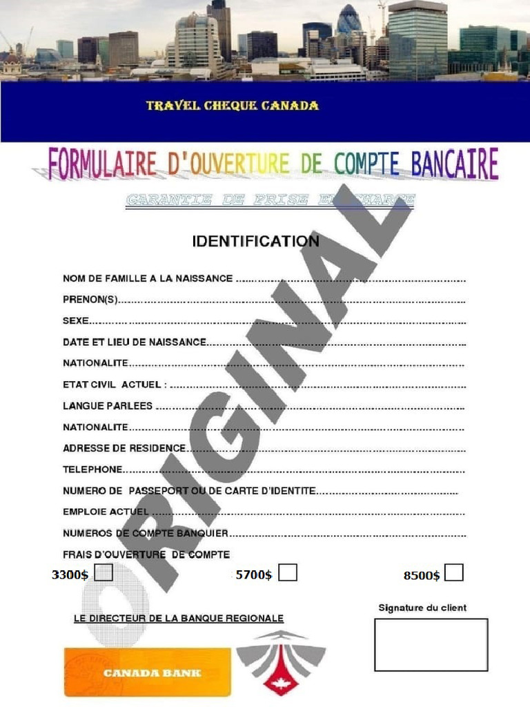 ??formulaire D'ouverture Du Compte Bancaire Au Canada ??-1 | PDF