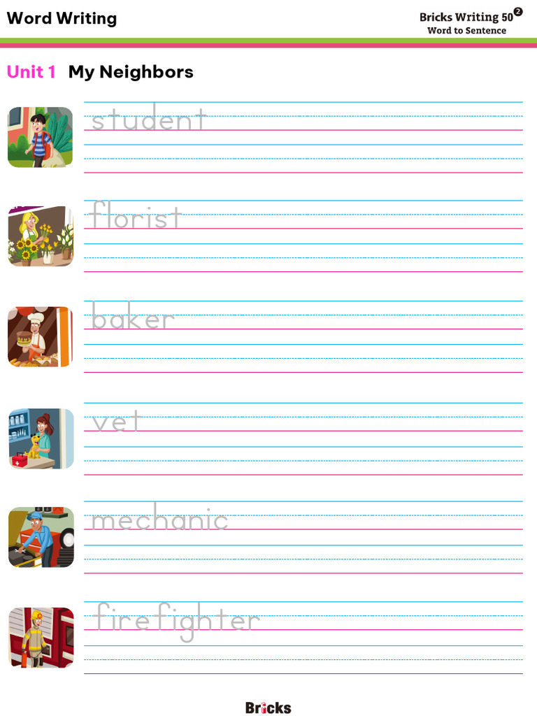 Bricks Writing 50 L2 Worksheet Word Writing | PDF
