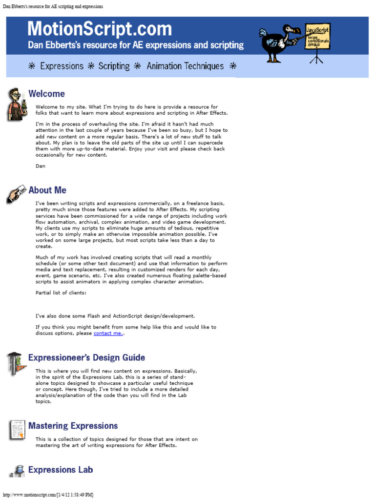 Dan Ebberts's Resource For AE Scripting and Expressions | PDF | Amplitude | Parameter (Computer ...