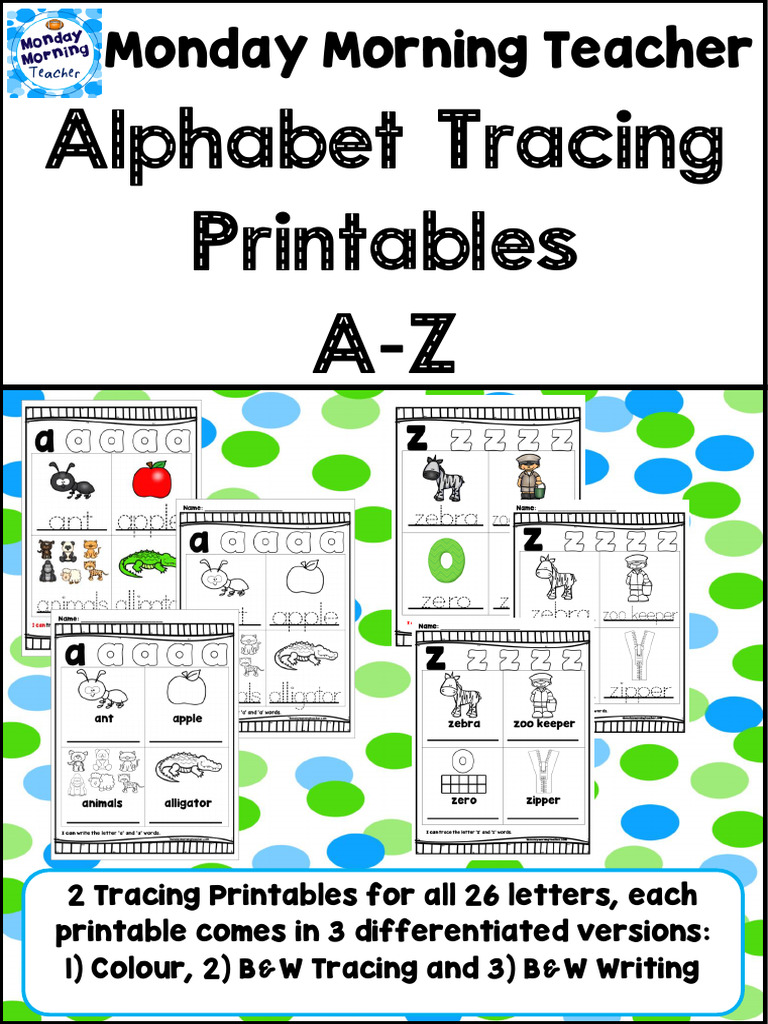 A-Z Alphabet Tracing Printables | PDF | Phonics | Writing