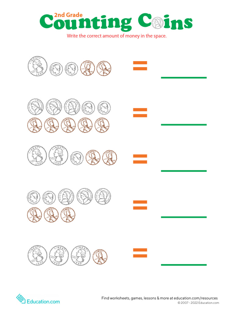 Second Grade Counting Coins 3 | PDF