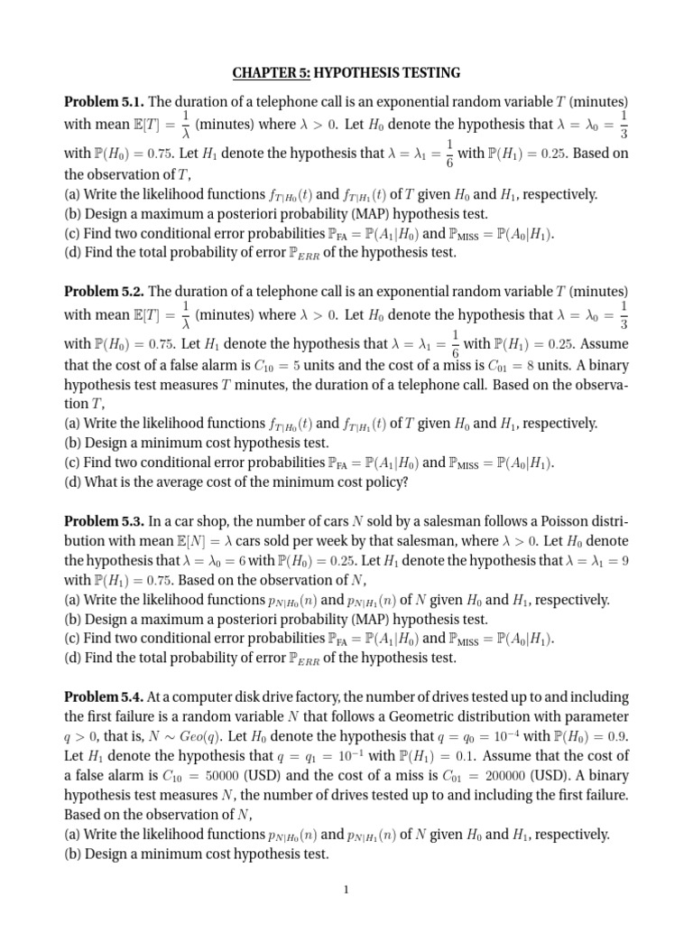 Chapter 5 - Hypothesis Test | PDF | Hypothesis | Random Variable