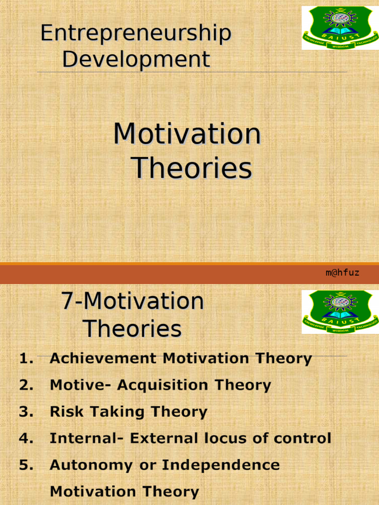 Motivation Theories | PDF | Entrepreneurship | Motivation