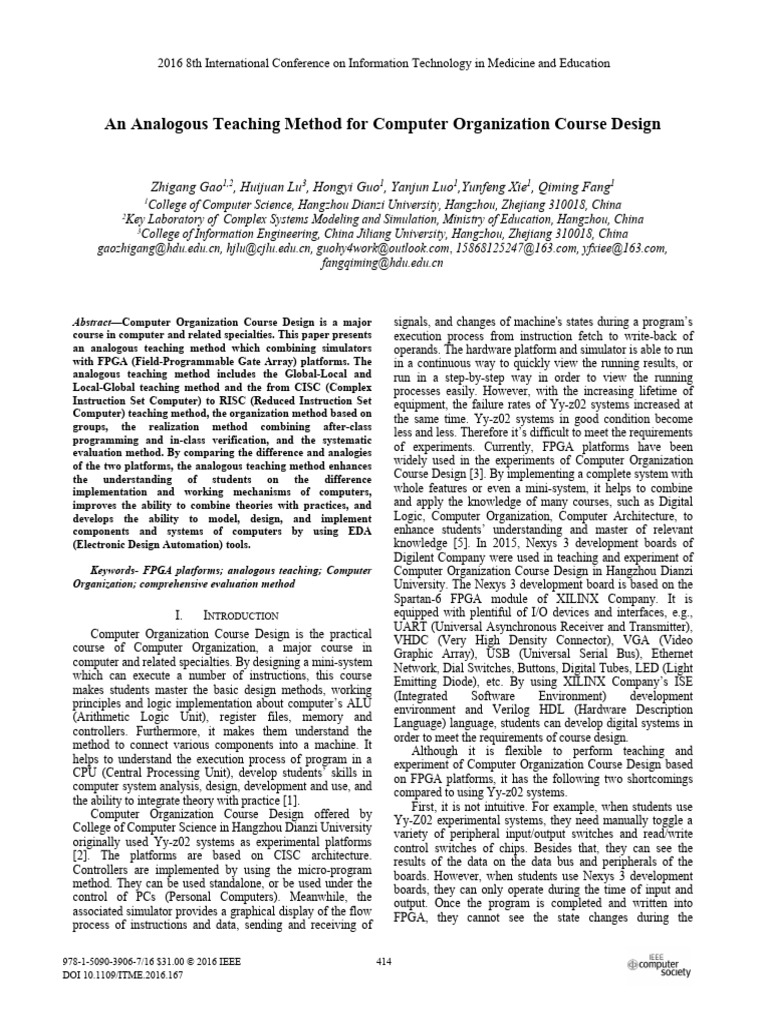 An Analogous Teaching Method For Computer Organization Course Design ...